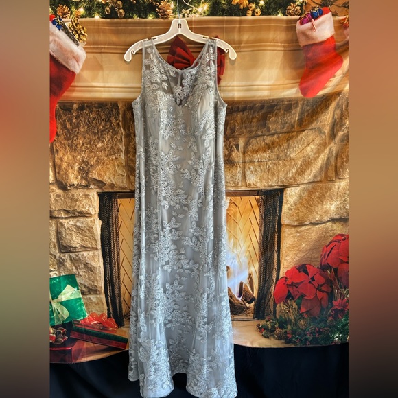 Dresses | Brand New Long Silver Embroidered Dress With Beautiful ...